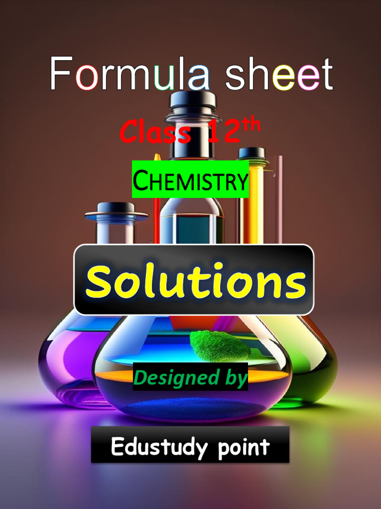 Solutions - Formula Sheet (Edustudy Point) | PDF | Chemistry | Physical ...