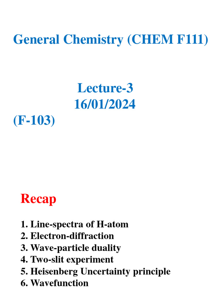 LEC3_16.01.24 | PDF | Wave Function | Schrödinger Equation