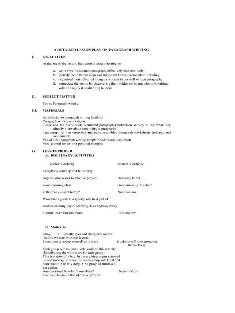 Detailed Lesson Plan in Writing Skills | PDF