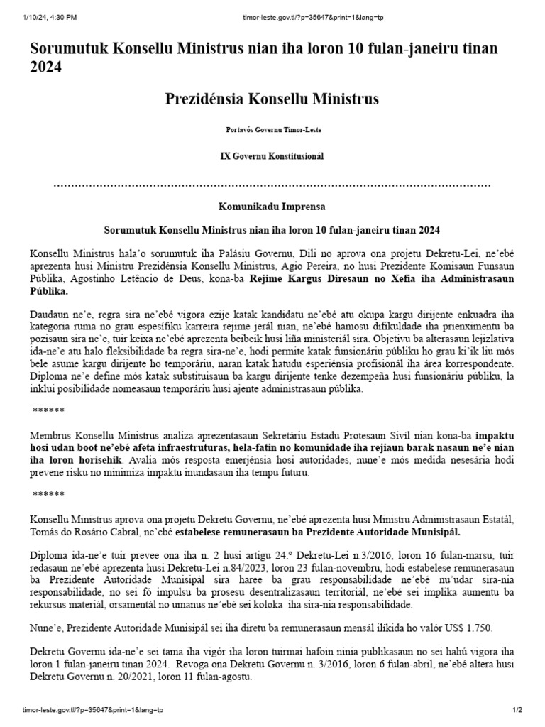 Timor-Leste Gov TL | PDF