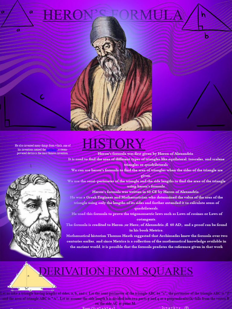Herons Formula - Final | PDF | Area | Triangle