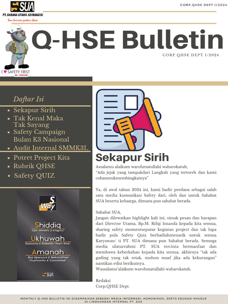 QHSE Bulletin Edisi Januari 2024 | PDF | Karier & Perkembangan