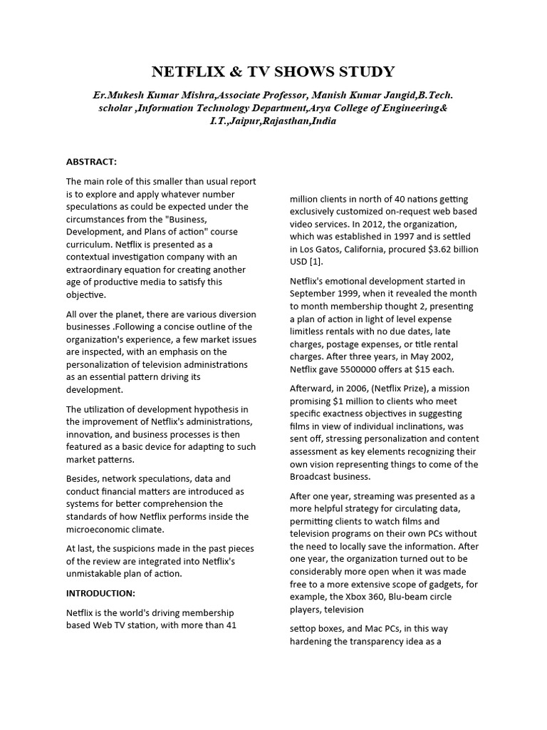 Manish Kumar Jangid | PDF | Information | Netflix