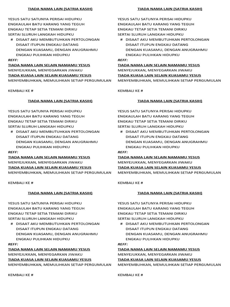 Tiada Nama Lain Selain Yesus | PDF | Seni & Disiplin Bahasa