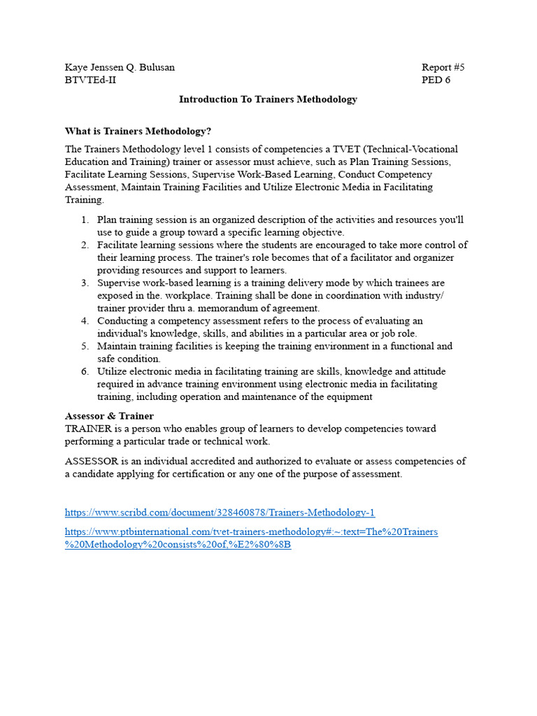 Introduction To Trainers Methodology | PDF