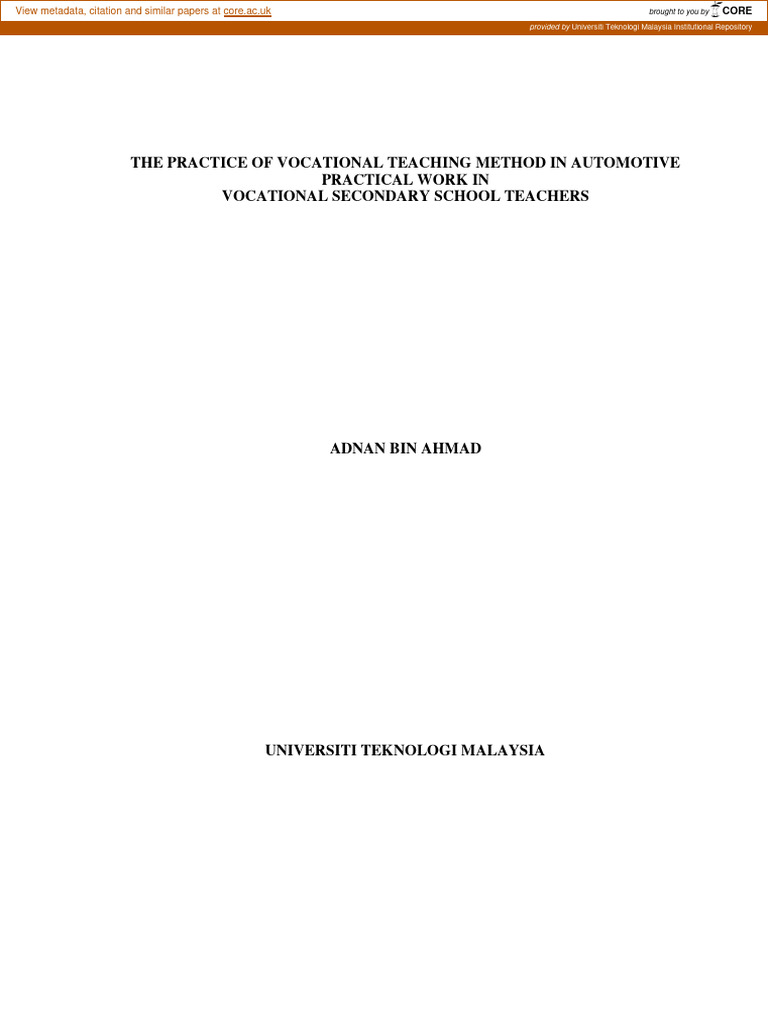 The Practice of Vocational Teaching Method in Automotive Practical Work ...