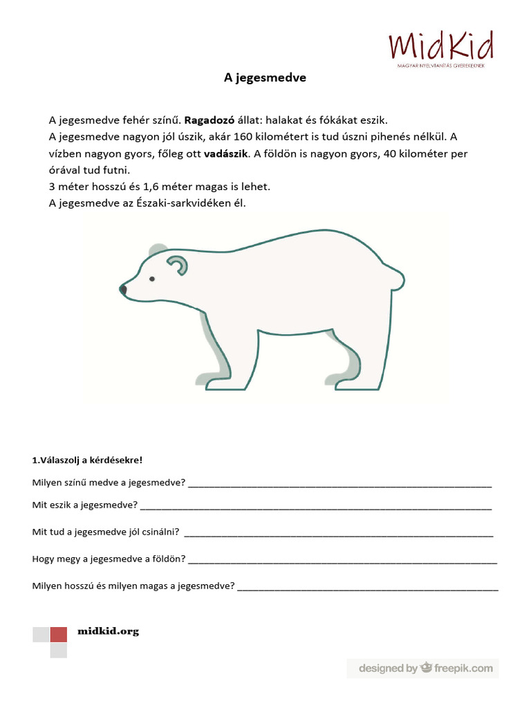 Jegesmedve Szövegértés | PDF