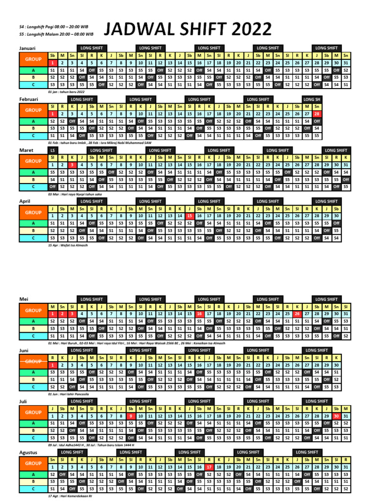 JADWAL SHIFT 2022 | PDF