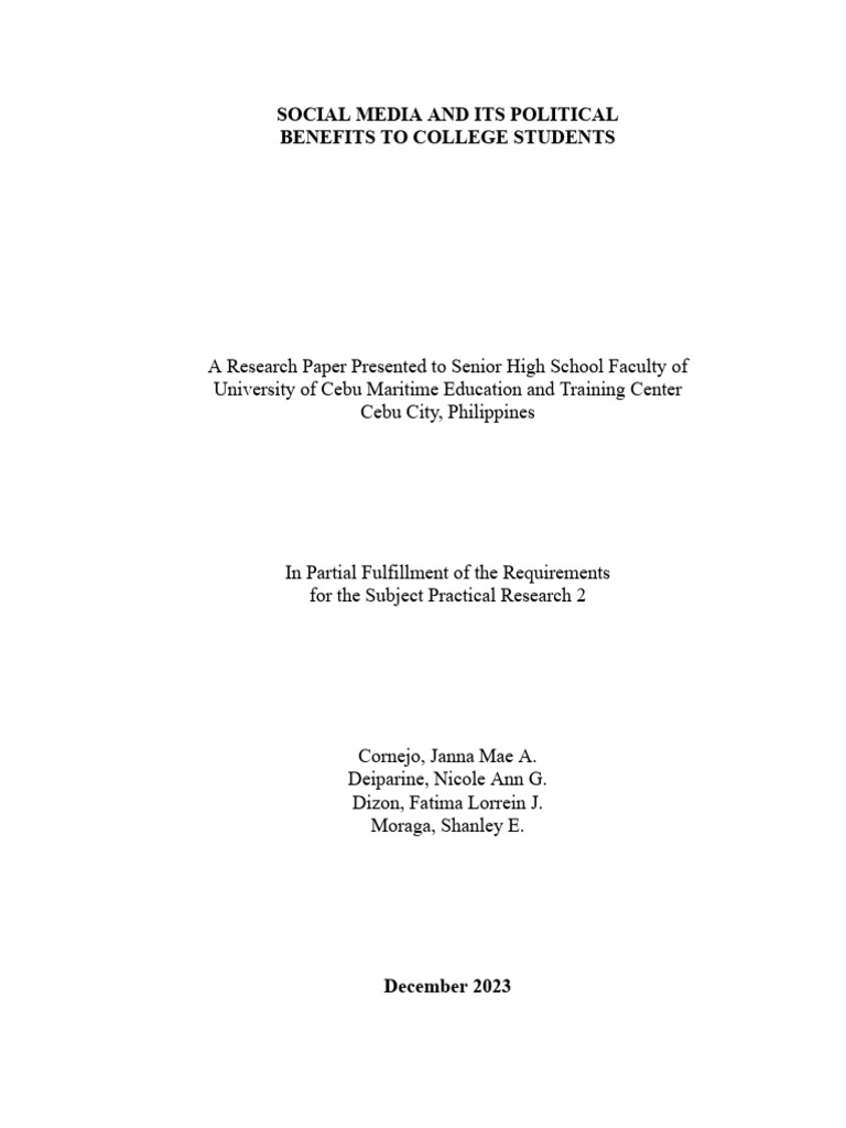 Gr6 Social Media and Its Political Benefits To College Students | PDF ...