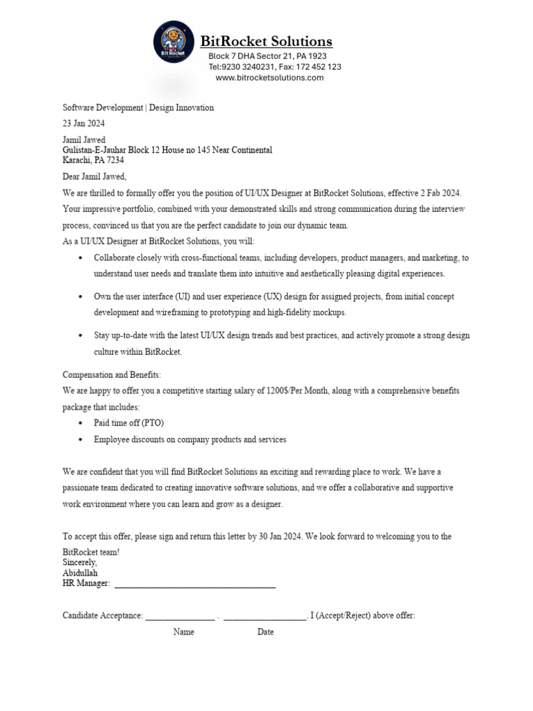 Offer Letter | PDF