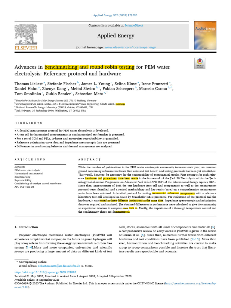 Advances in Benchmarking and Round Robin Testing For PEM Water | PDF ...