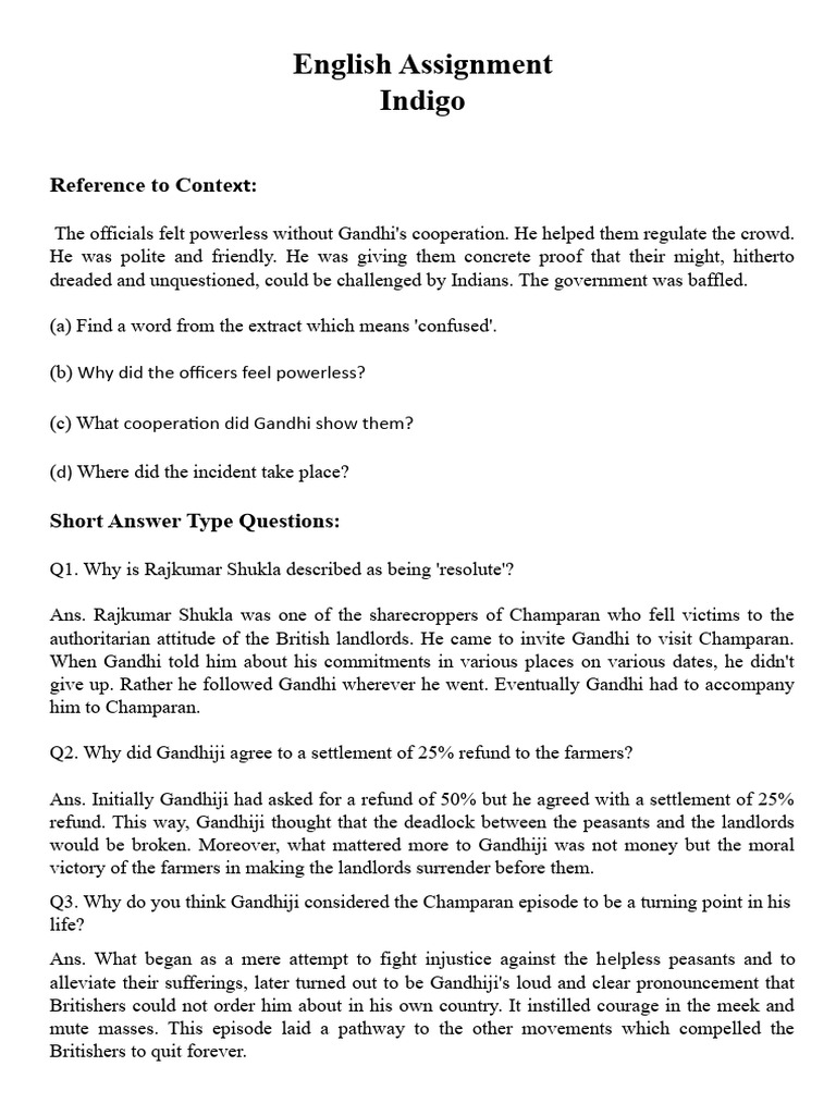 English Assignment | PDF | Mahatma Gandhi