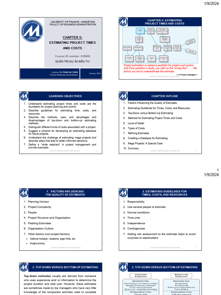 QLDA - Chapter 5-Estimating Project Times and Costs | PDF | Top Down And Bottom Up Design ...