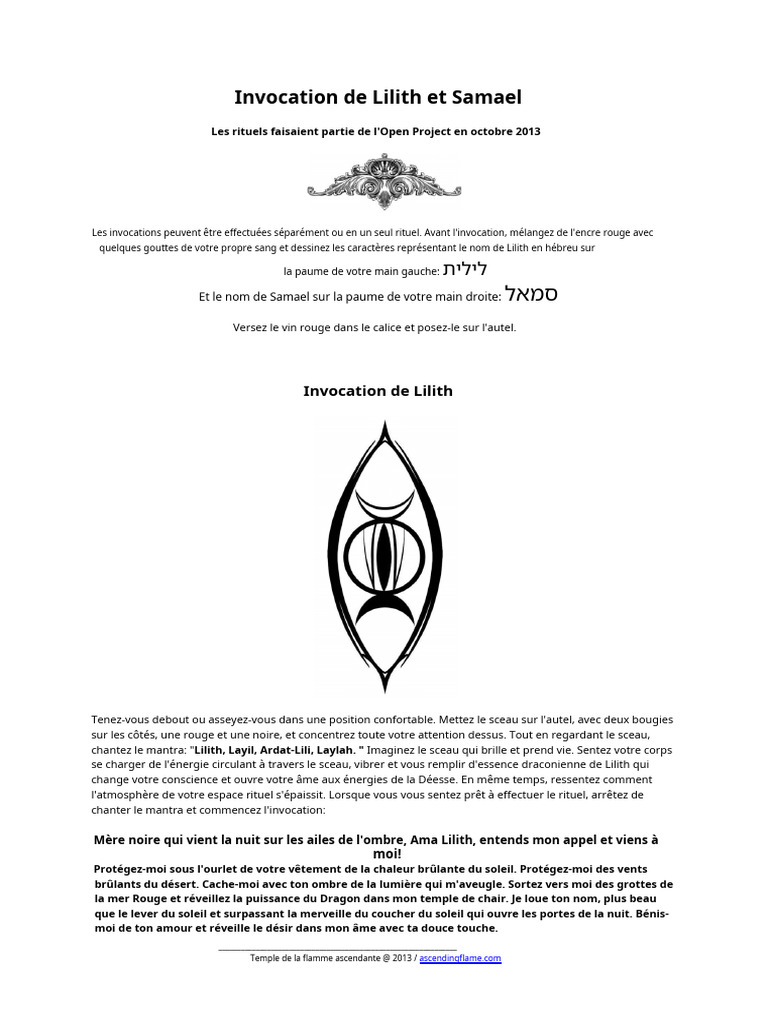 Invocation de Lilith et Samael | PDF | Âme | Dieu