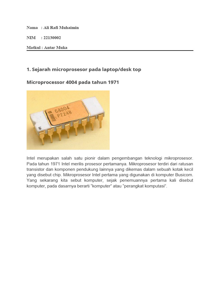 Sejarah Microprocessor HP Dan Desktop Atau Aptop | PDF | Komputer