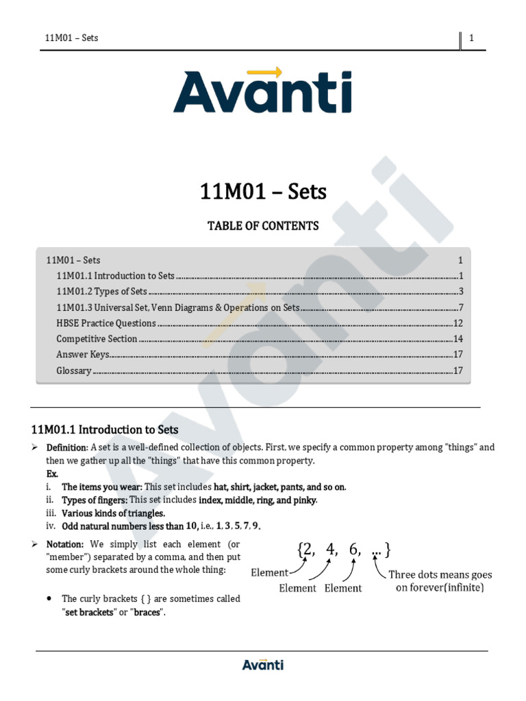 11th - Mathematics Exam Preparatory Workbook - 11M01 | PDF | Set ...