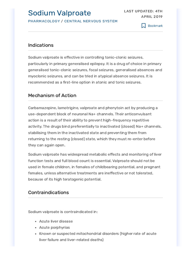 Sodium Valproate | PDF | Epilepsy | Neurological Disorders