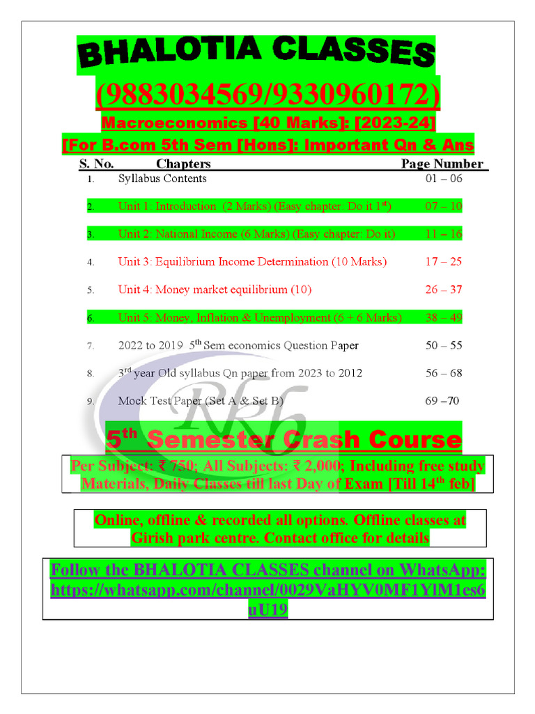 5sem Eco Important Question (BHALOTIA) (9883034569) | PDF