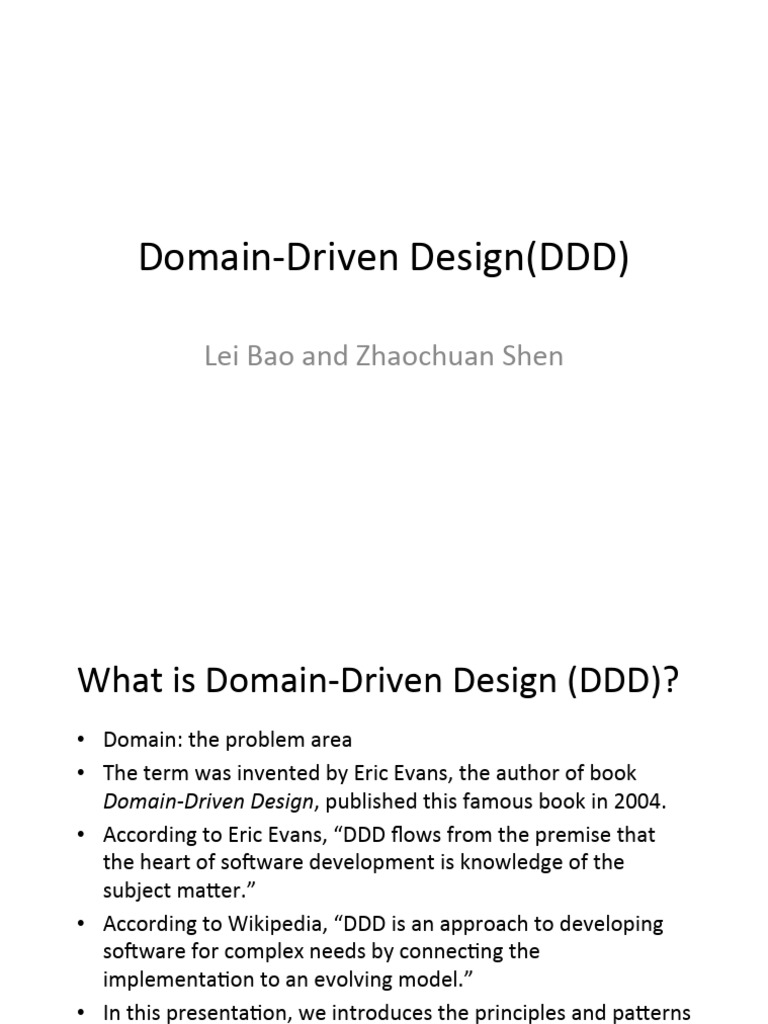Domain - Driven Design (DDD) : Lei Bao and Zhaochuan Shen | PDF | Class (Computer Programming ...