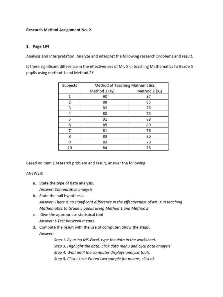 Assign 2 - Research Method | PDF | P Value | Statistics