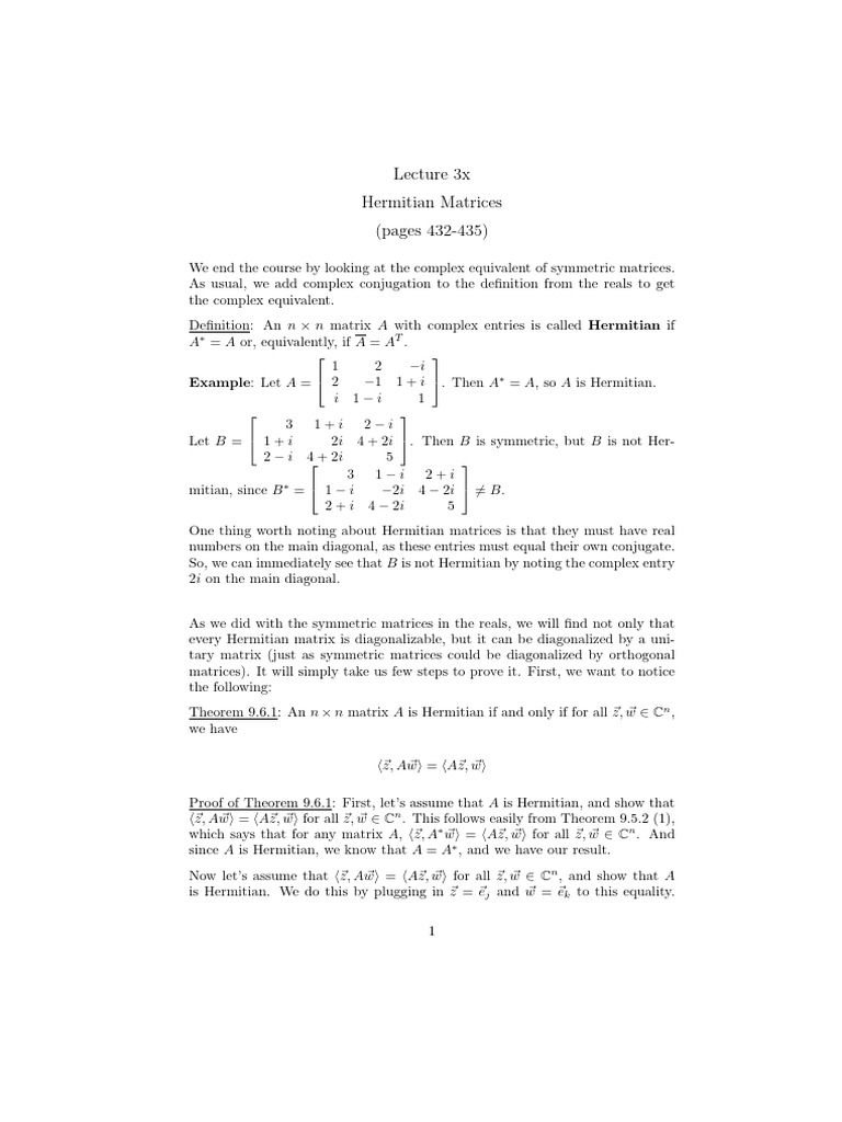 Lecture 3 X Pdf Eigenvalues And Eigenvectors Matrix Mathematics 0989