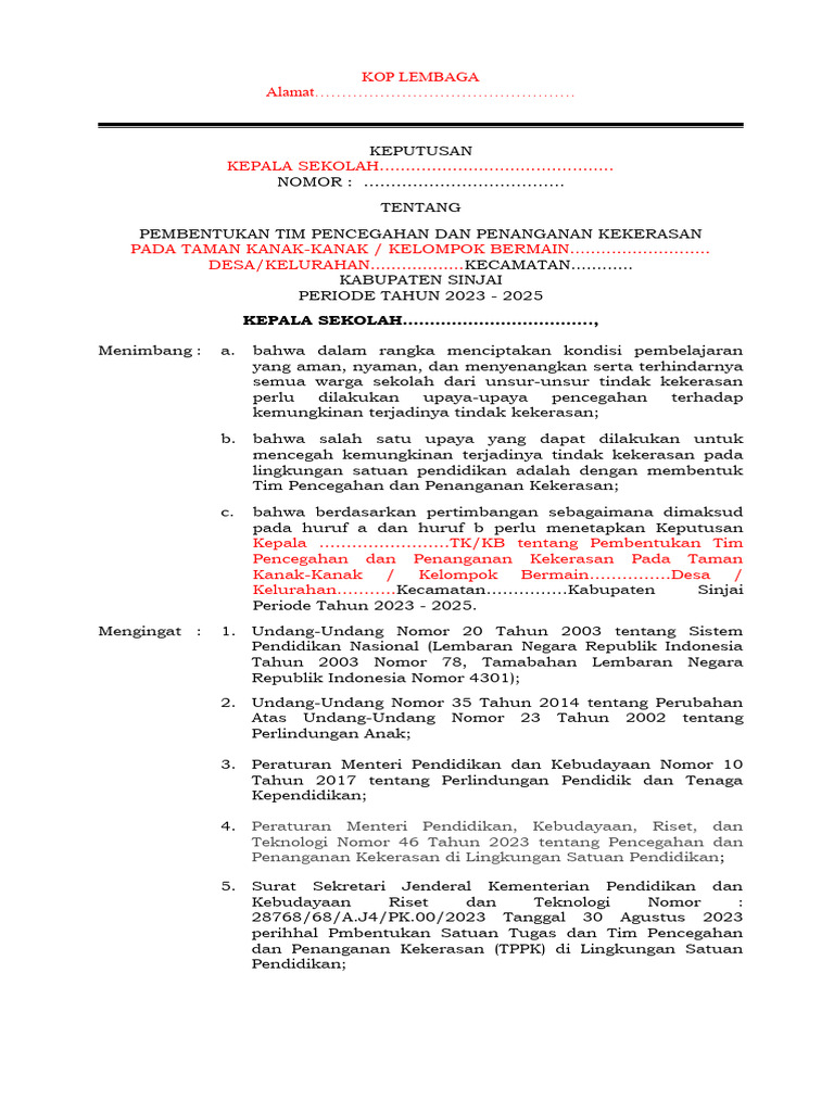 Contoh SK TPPK | PDF