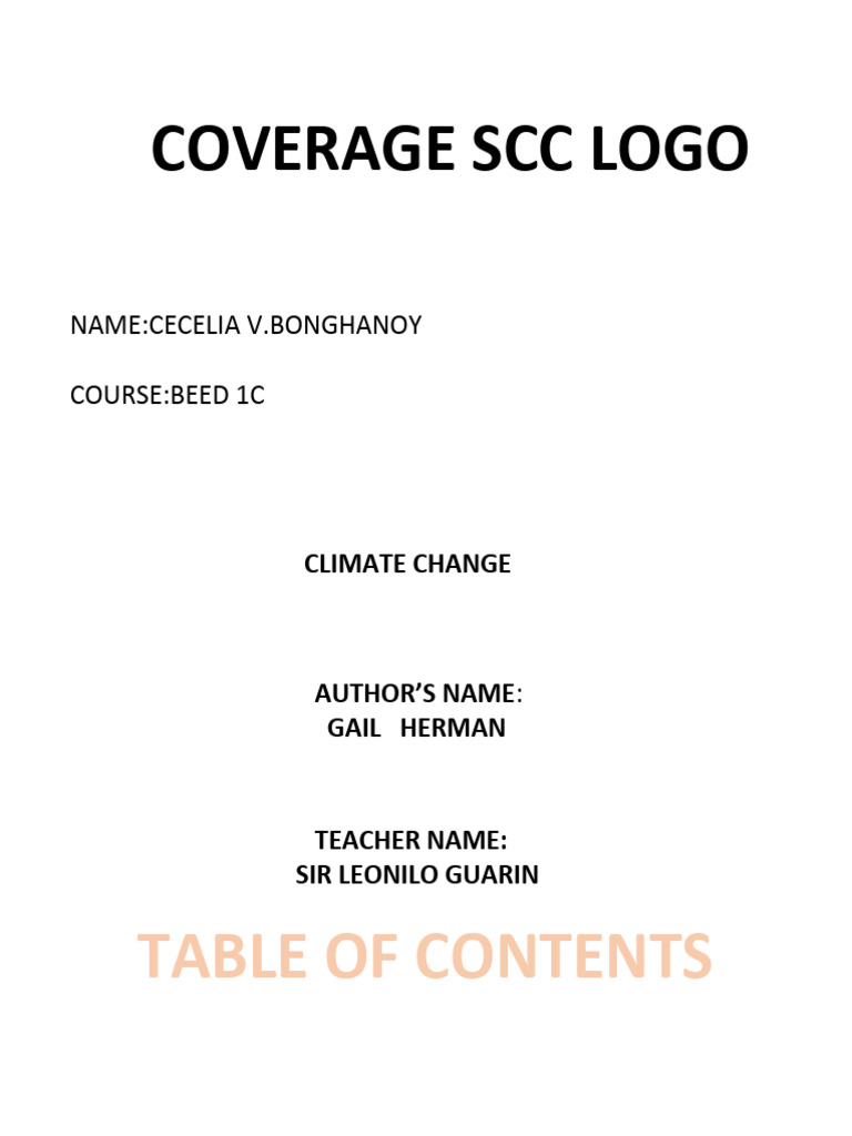 Reflection Paper-Bonghanoy, Cecelia V. | PDF | Climate Change | Climate
