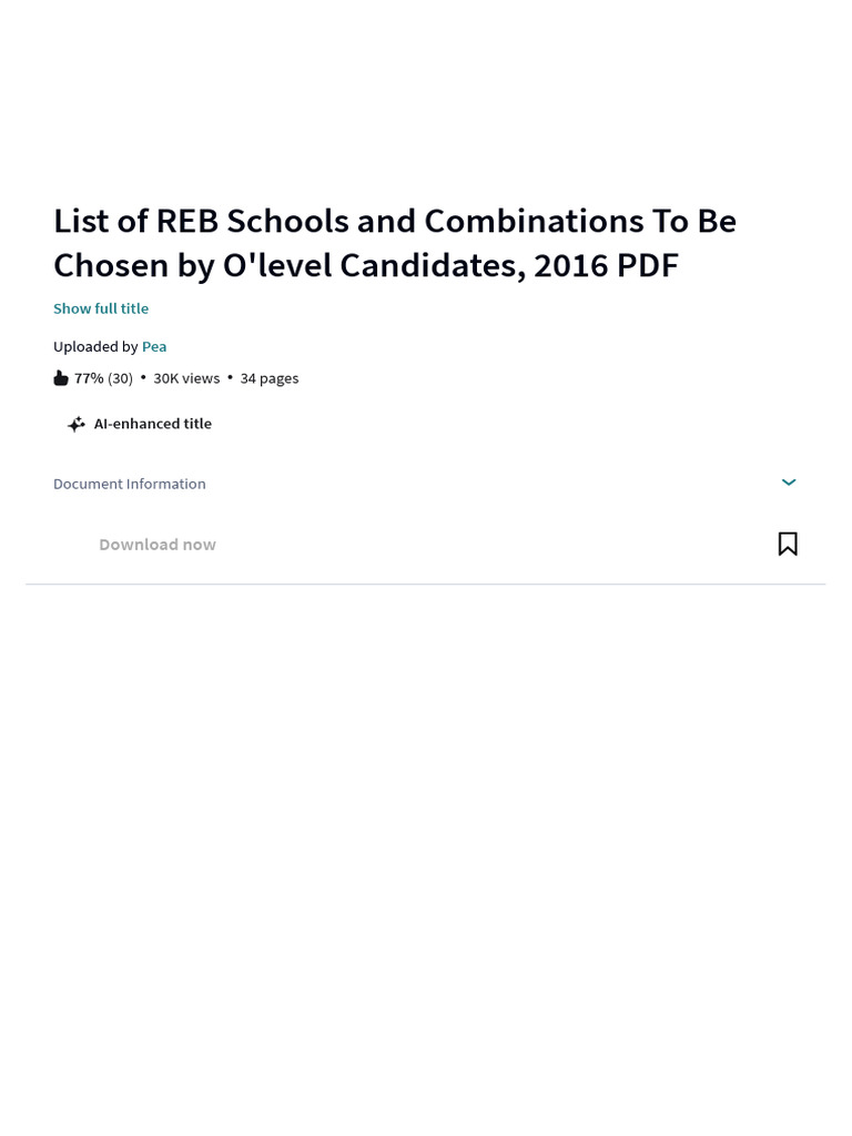 List of REB Schools and Combinations To Be Chosen | PDF