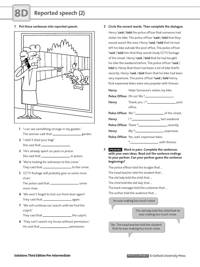 8D Reported Speech 2 1-1 | PDF | Theft | Crimes
