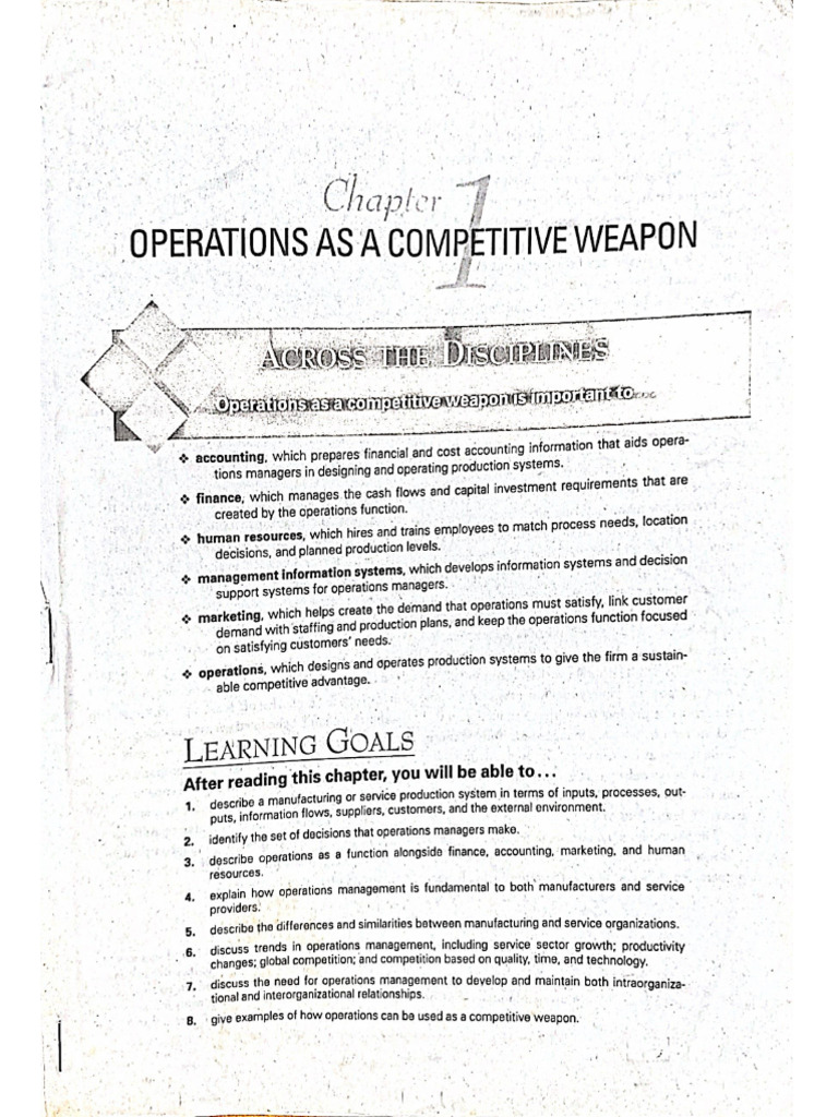 Chapter 1 Operations As A Cmpetitive Weapon | PDF