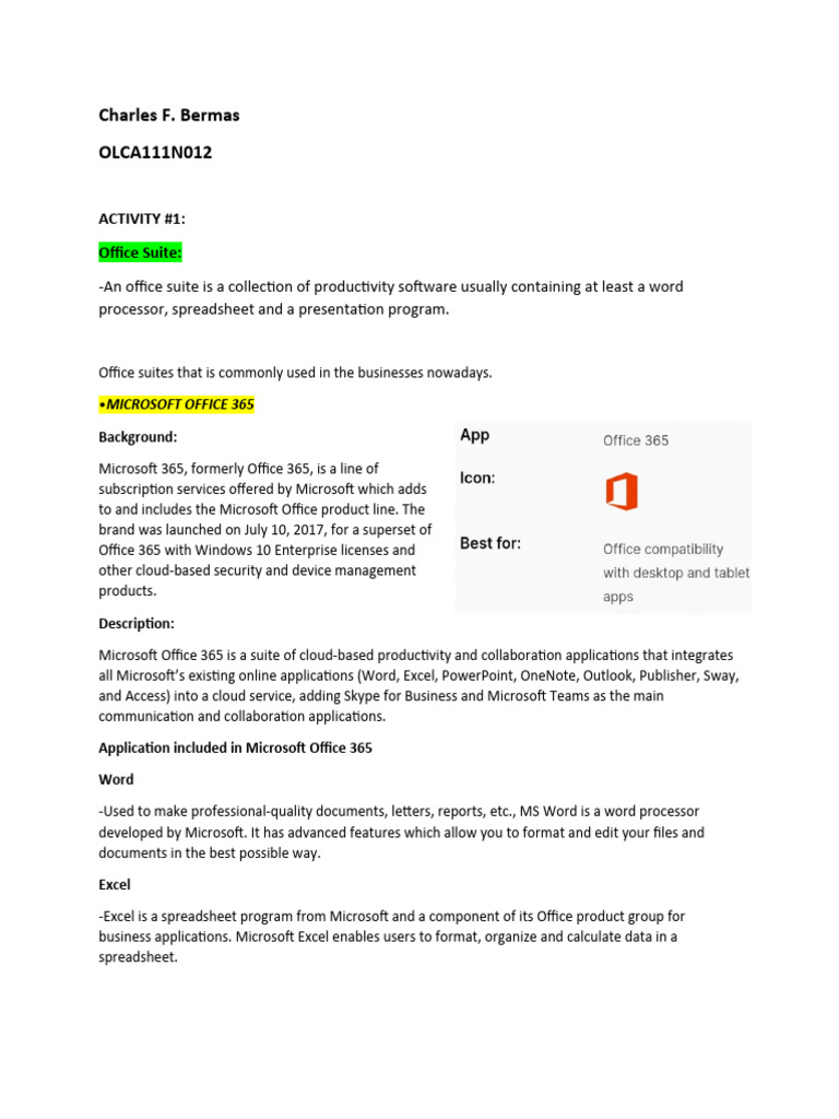 Ms Word Activity 1 | PDF | Microsoft Office | I Work