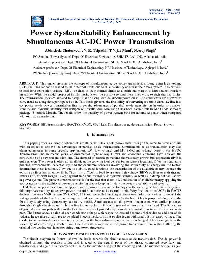 Power System Stability Enhancement by Si | PDF | Electric Power Transmission | Alternating Current