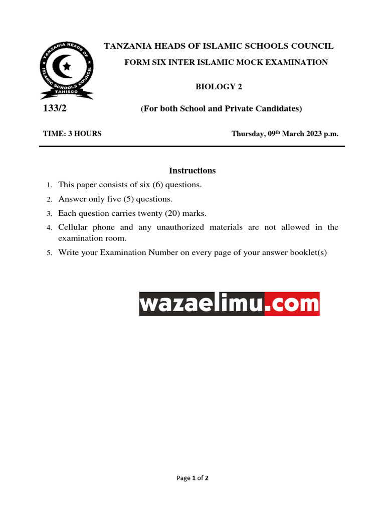 Biology 2 Form Vi | PDF