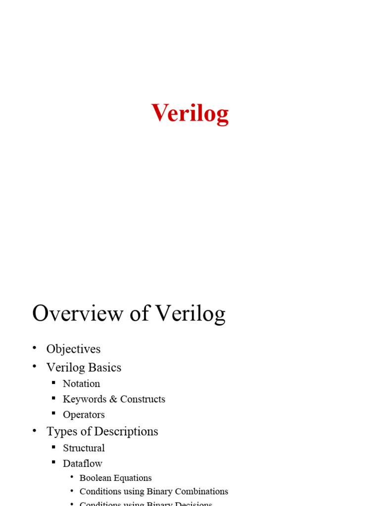 Verilog Slides | PDF | Hardware Description Language | Electronic Design Verilog Slides | PDF | Hardware Description Language | Electronic Design