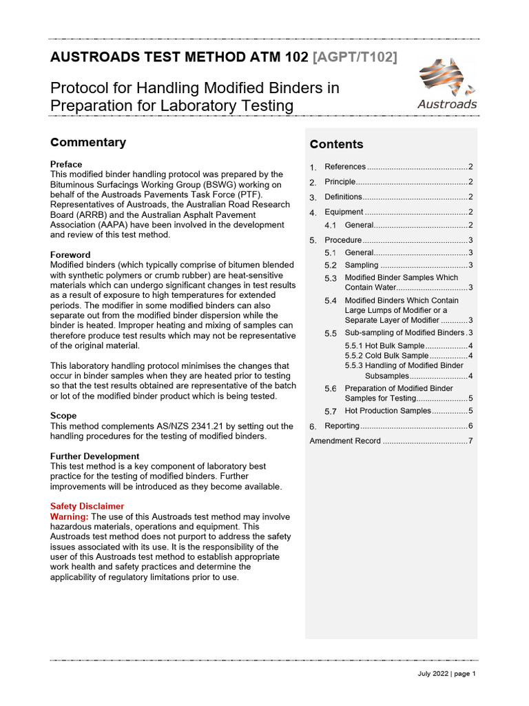 Handling Protocol for Modified Binders | PDF