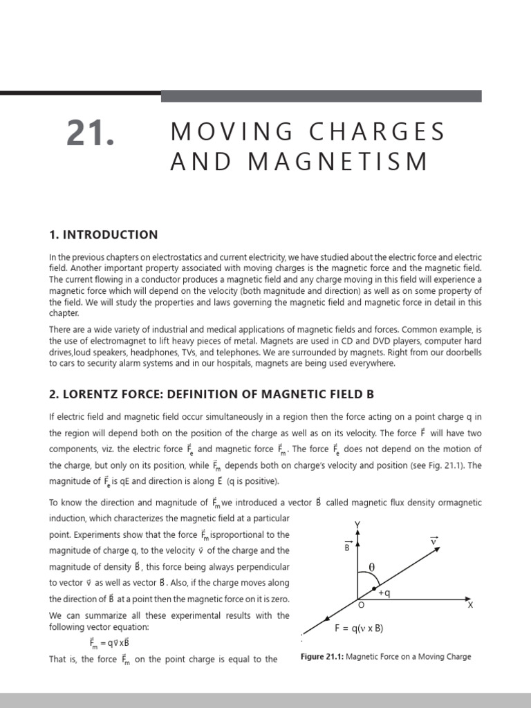 6.moving Charges and Magnetismtheory | PDF | Magnetic Field | Torque
