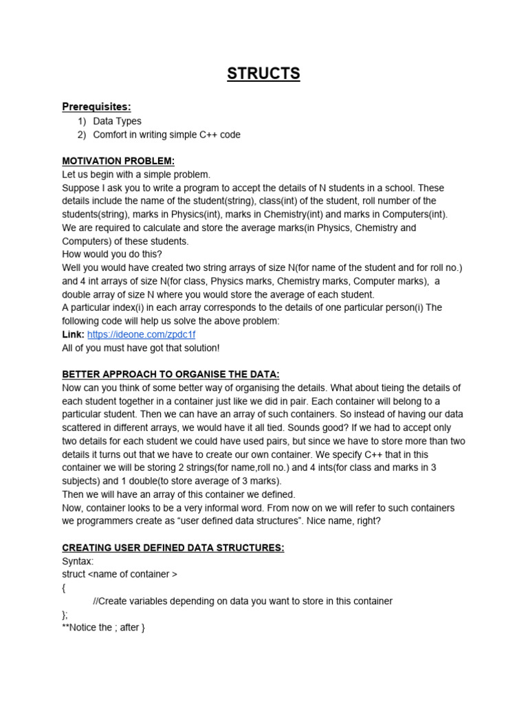 Language Constructs Struct C Pdf String Computer Science C