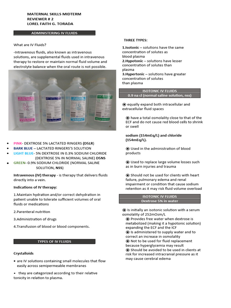 Types and Uses of IV Fluids | PDF | Intravenous Therapy | Saline (Medicine)