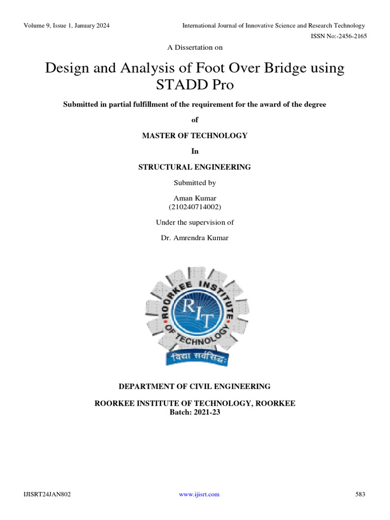 Design and Analysis of Foot Over Bridge Using STADD Pro | PDF | Bridge | Structural Load