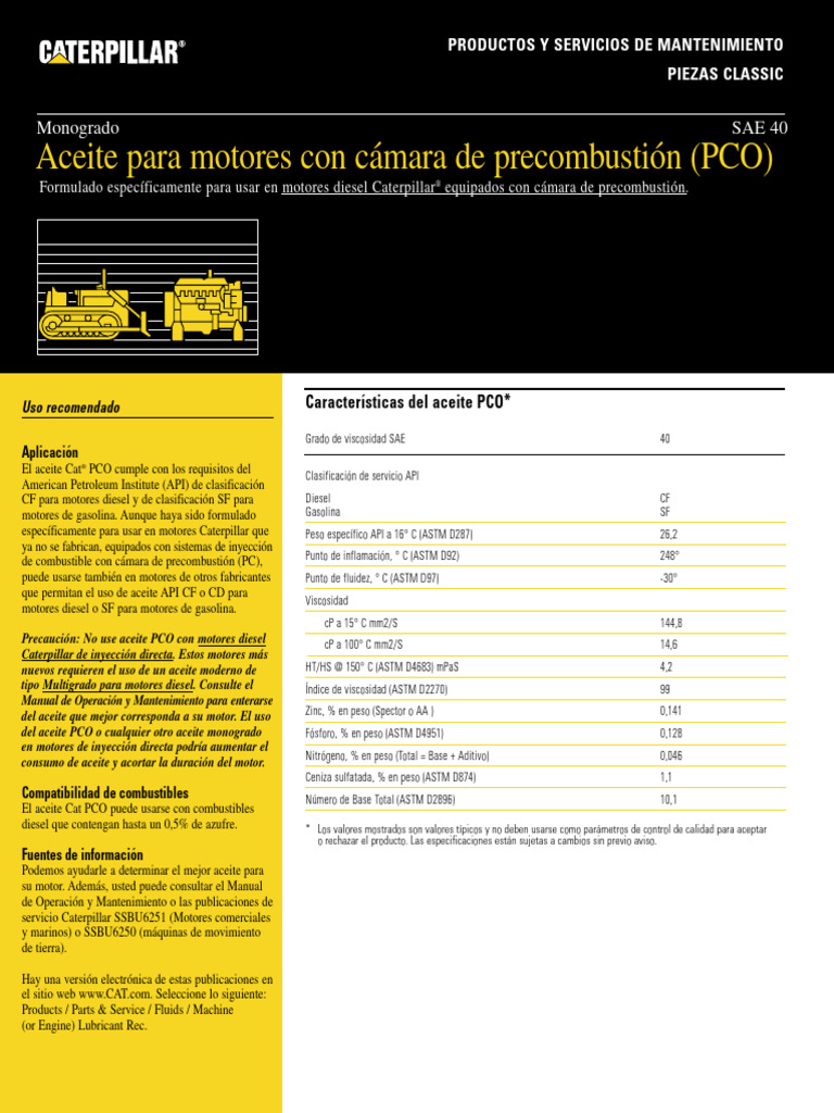 Aceite para Motores Con Cámara de Precombustión (PCO) PRODUCTOS Y ...