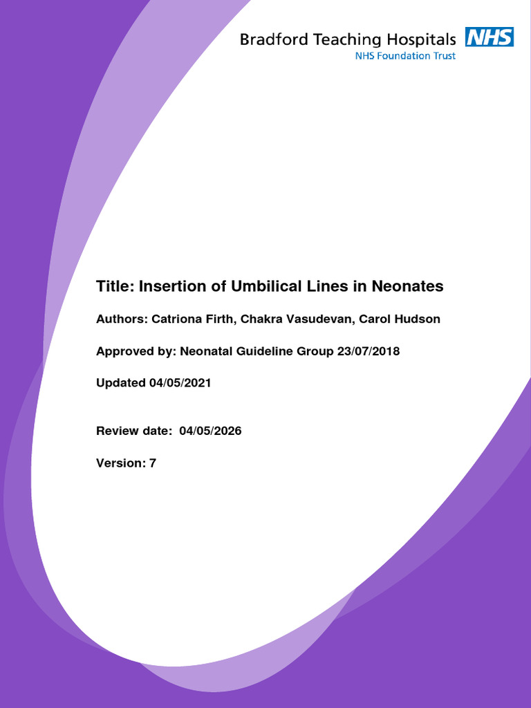 Insertion of Umbilical Lines in Neonates | PDF | Angiology | Medical ...