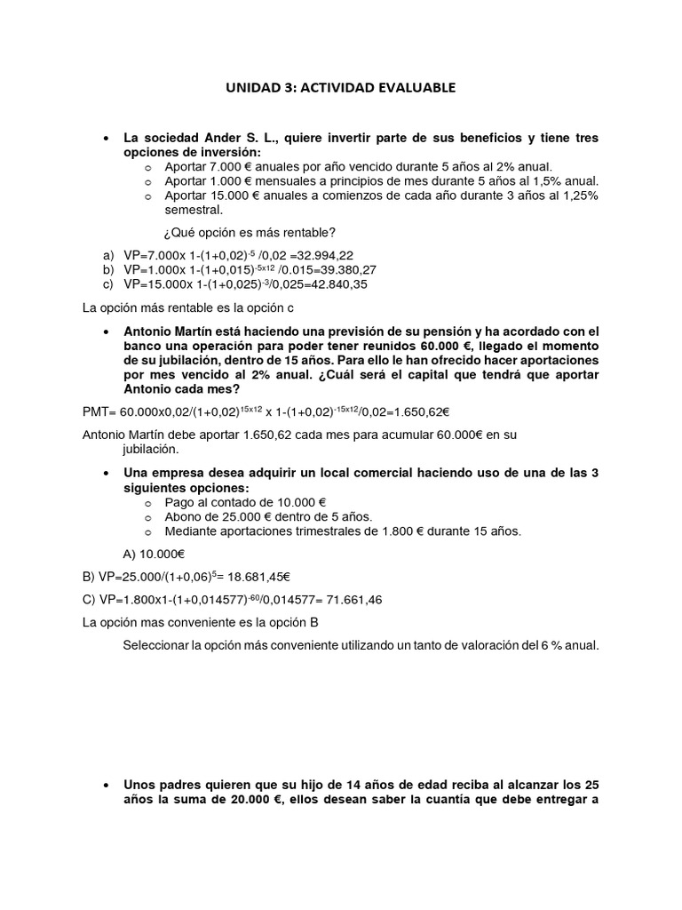 Unidad 3 Actividad Evaluable | PDF