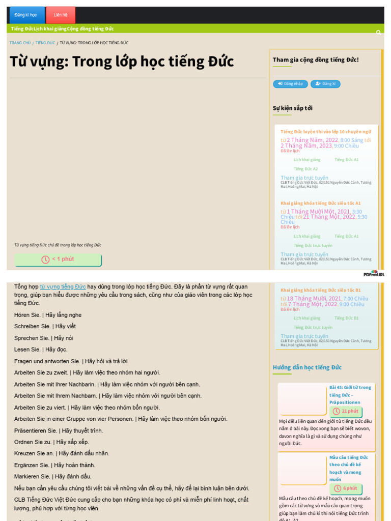 Tu Vung Trong Lop Hoc Tieng Duc | PDF