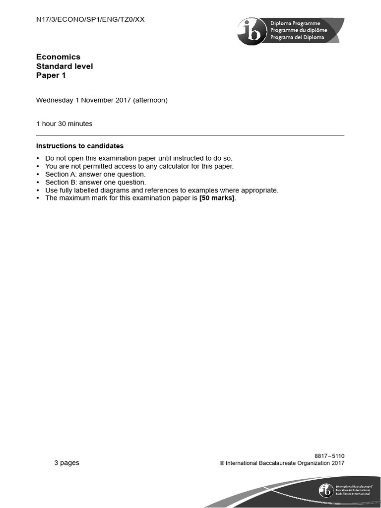 Economics Paper 1 SL | PDF | Economics | Macroeconomics