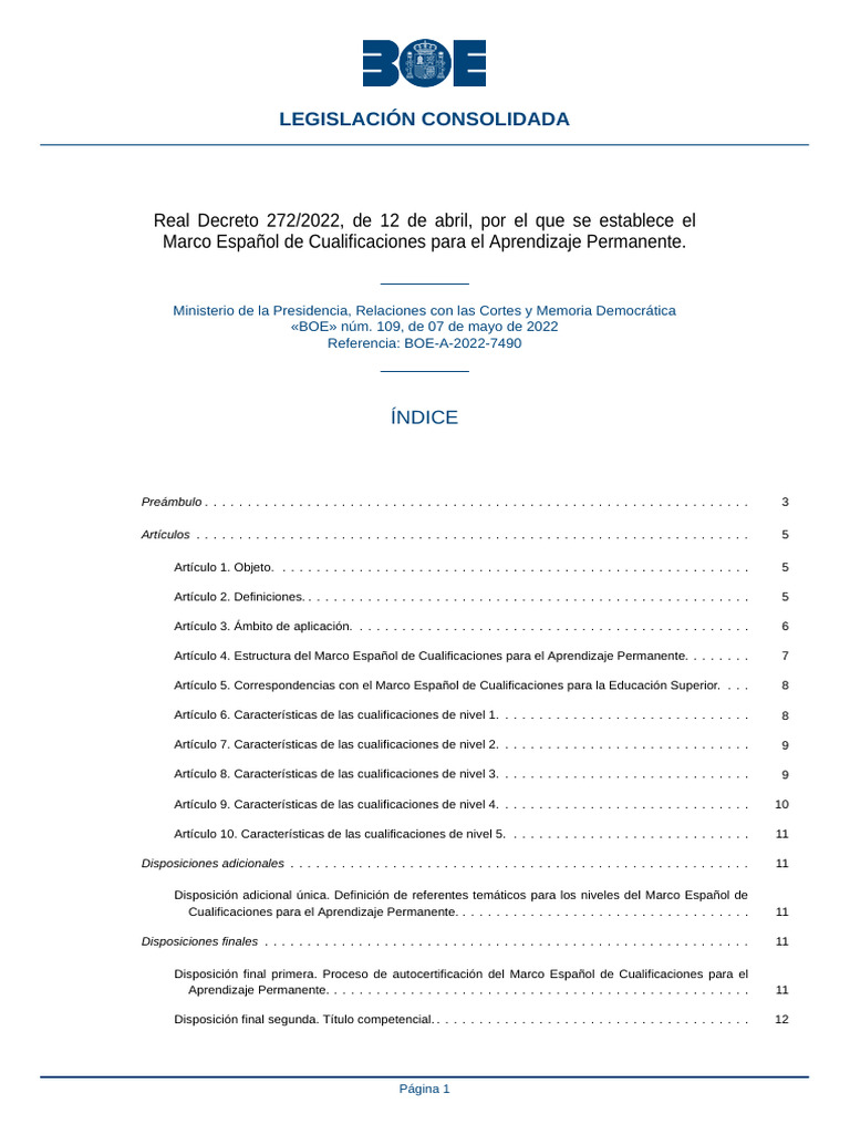 Boe. Marco de Cualificaciones | PDF | Aprendizaje | El aprendizaje ...
