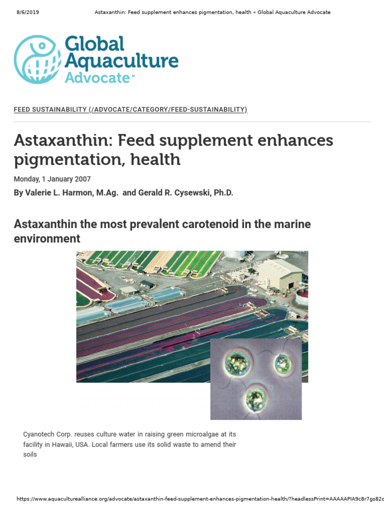 Astaxanthin Feed Supplement Enhances Pigmentation Health | PDF | Carotenoid | Dietary Supplements