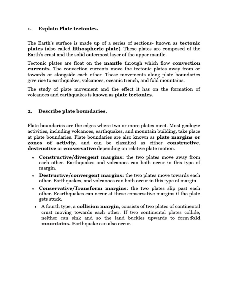 Geography Note Grade 8 | PDF | Plate Tectonics | Volcano