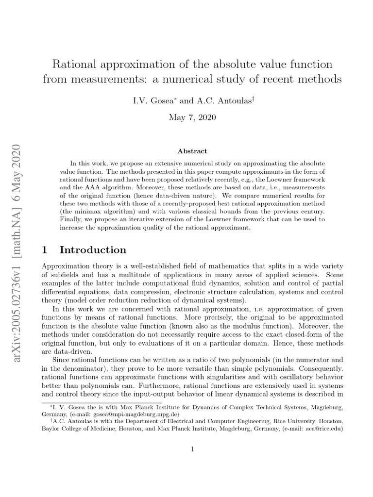 Rational Approximation of The Absolute Value Function From Measurements: A Numerical Study of ...