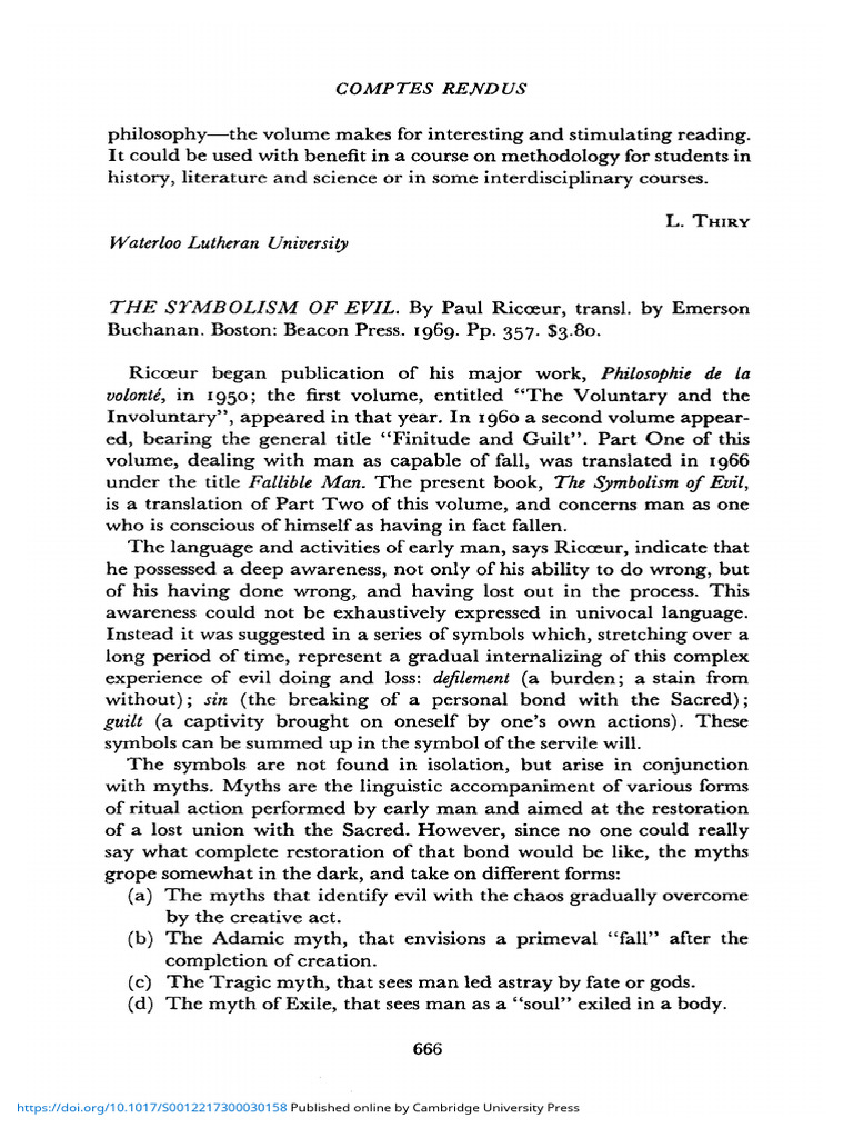 Understanding Evil Through Myth and Symbol | PDF | Theology