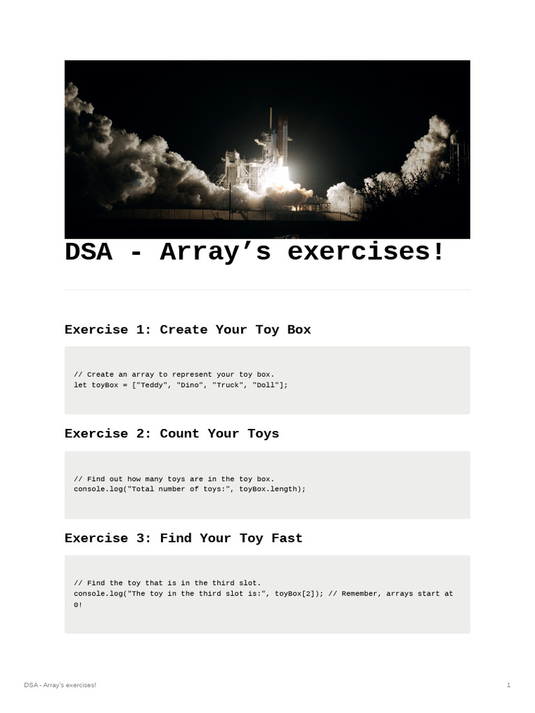 Arrays Exercises and Problems | PDF | Toys | Computer Programming